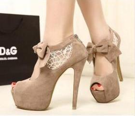 FASHION LACE BOW SHOES HIGH HEEL on Luulla